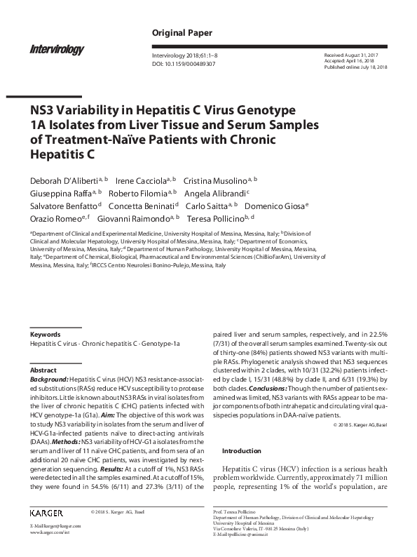 (PDF) NS3 Variability in Hepatitis C Virus Genotype 1A Isolates from ...
