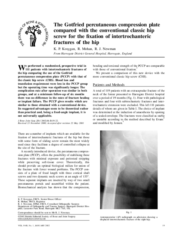 (PDF) The Gotfried percutaneous compression plate compared with the ...