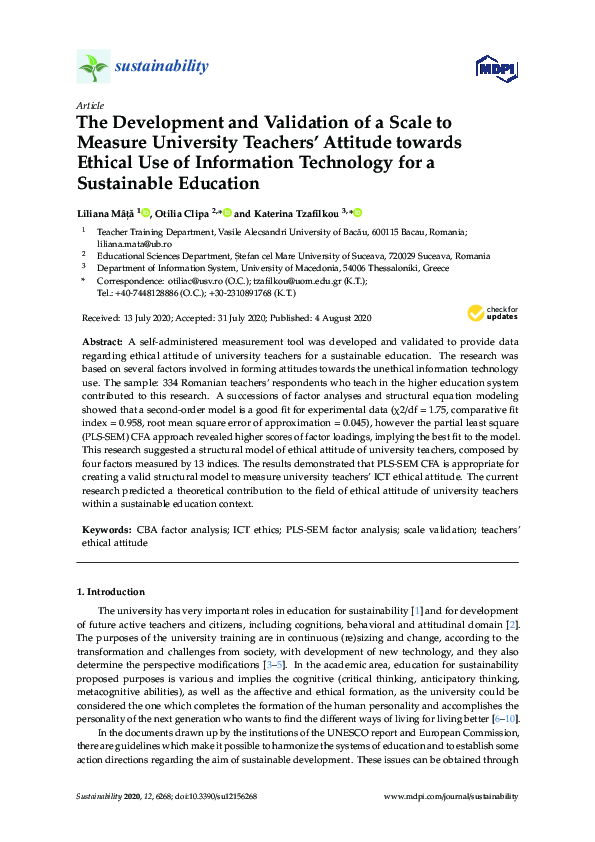 (PDF) The Development and Validation of a Scale to Measure University Teachers’ Attitude towards ...
