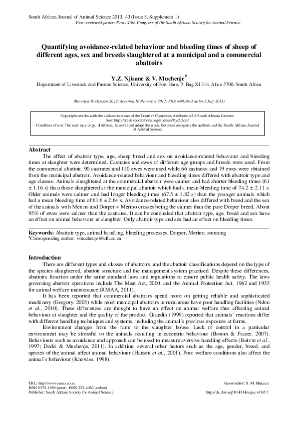 (PDF) Quantifying avoidance-related behaviour and bleeding times of ...