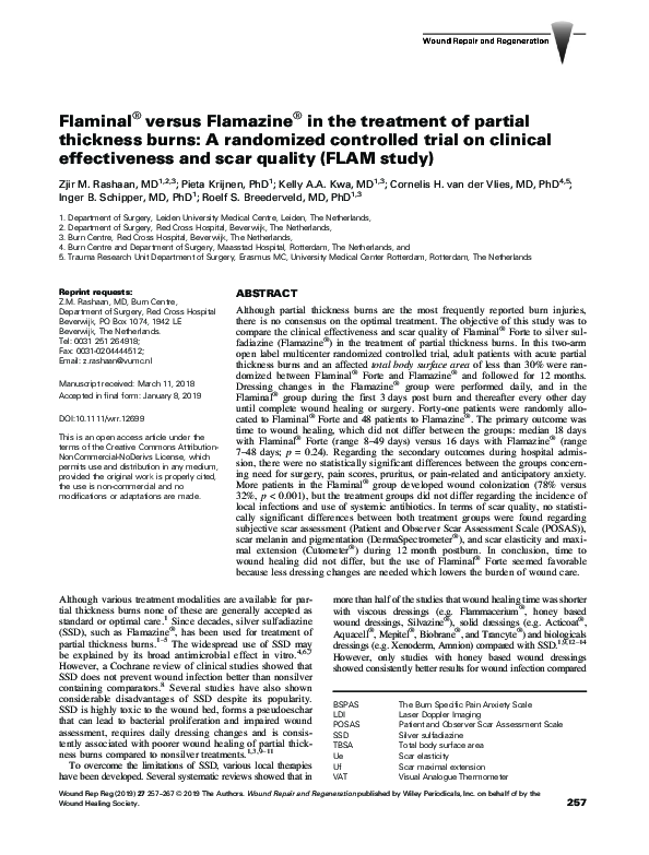 (PDF) Flaminal® versus Flamazine® in the treatment of partial thickness ...