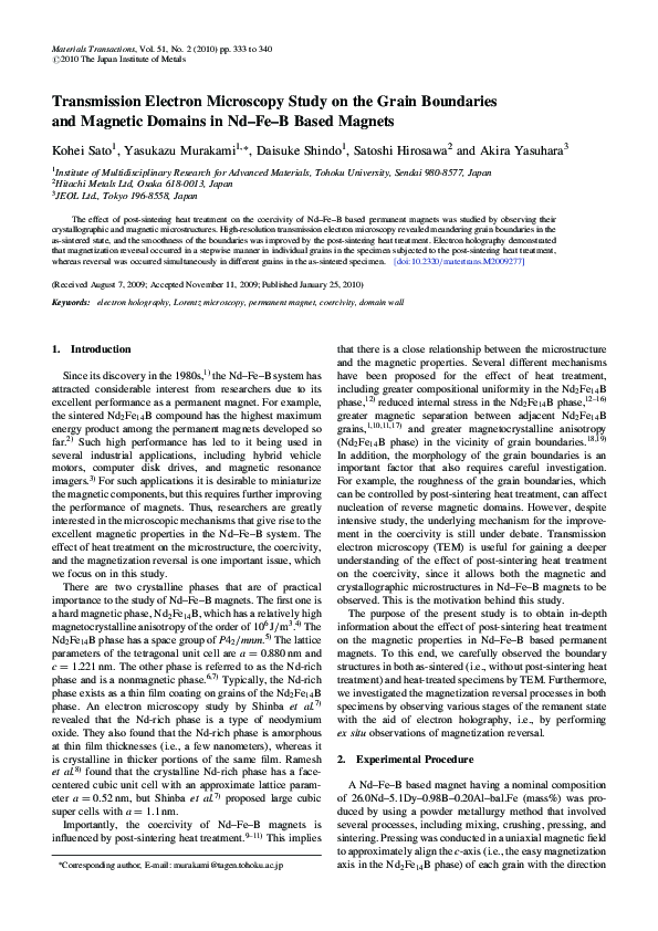 (PDF) Transmission Electron Microscopy Study on the Grain Boundaries and Magnetic Domains in Nd ...