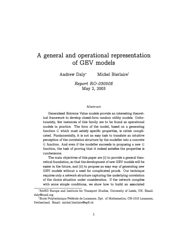 (PDF) A general and operational representation of GEV models