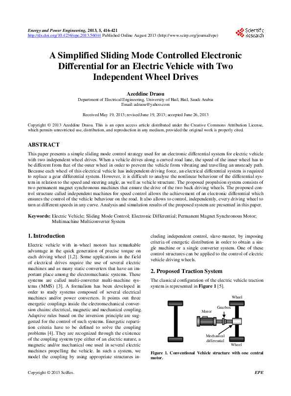 (PDF) A Simplified Sliding Mode Controlled Electronic Differential for ...