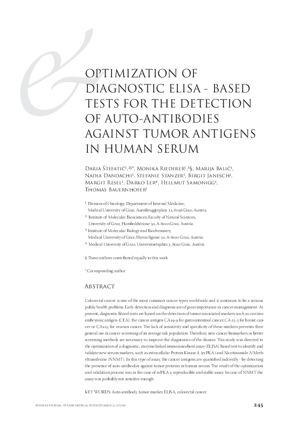 (PDF) Optimization of diagnostic ELISA-based tests for the detection of ...