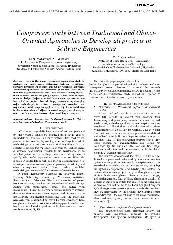 (PDF) Comparison study between traditional and object-oriented approaches to develop all ...