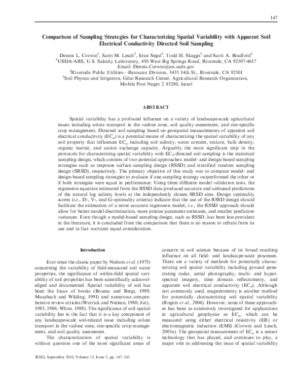 (PDF) Comparison of Sampling Strategies for Characterizing Spatial Variability with Apparent ...