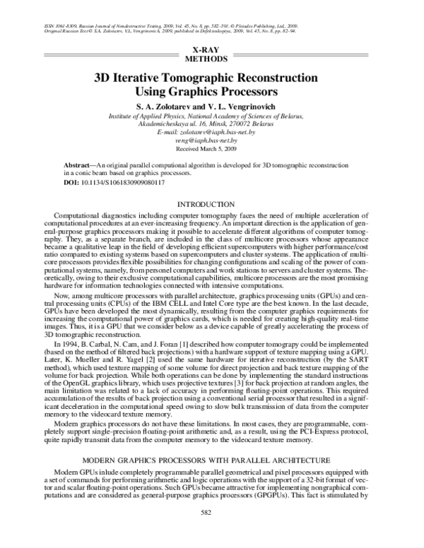 (PDF) 3D iterative tomographic reconstruction using graphics processors