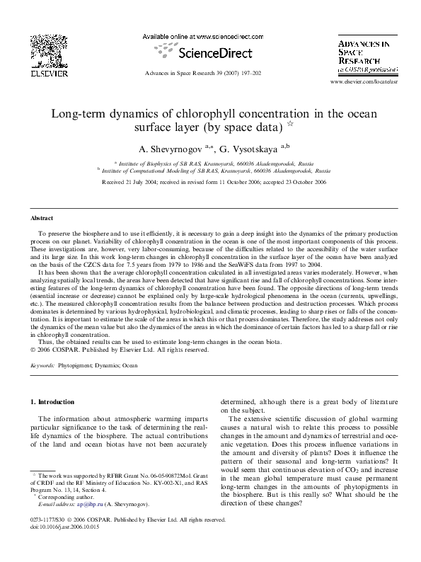 (PDF) Long-term dynamics of chlorophyll concentration in the ocean ...