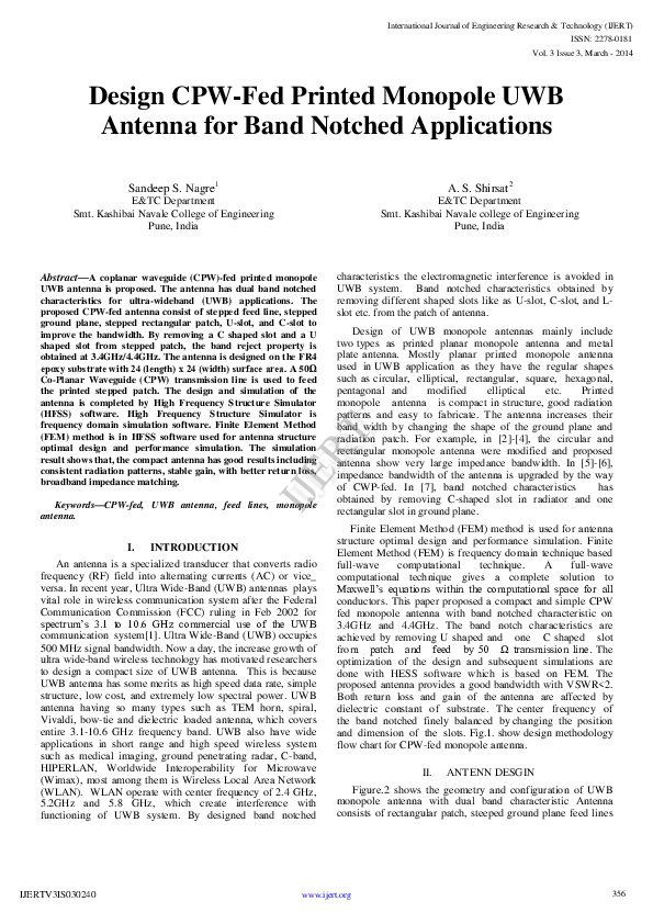 (PDF) Design CPW-Fed Printed Monopole UWB Antenna for Band Notched Applications