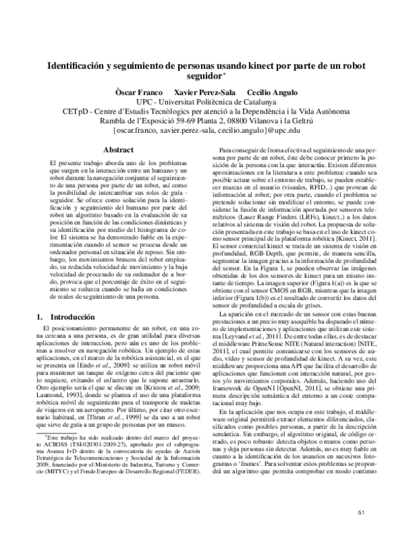 (PDF) Identificación y seguimiento de personas usando kinect por parte de un robot seguidor