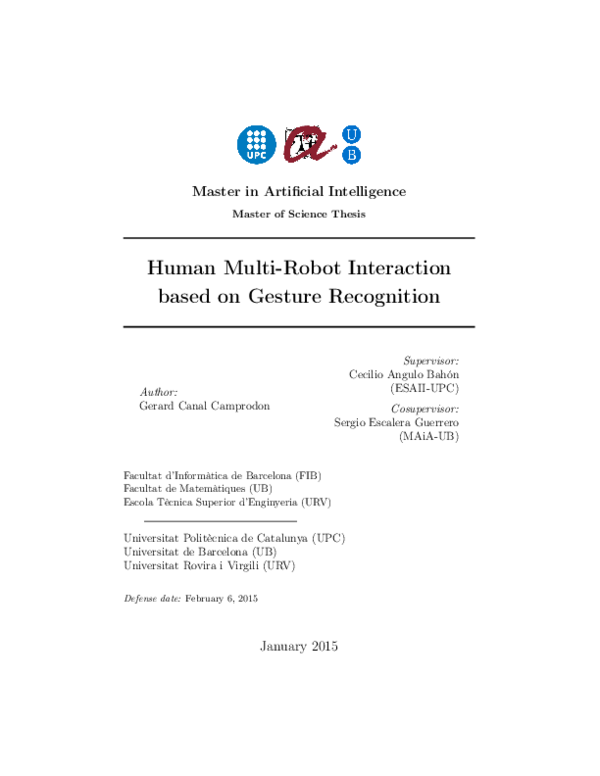 (PDF) Human multi-robot interaction based on gesture recognition