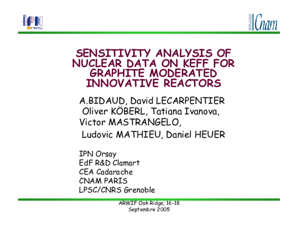 (PDF) Sensitivity Analysis of Nuclear Data on Keff for Graphite ...