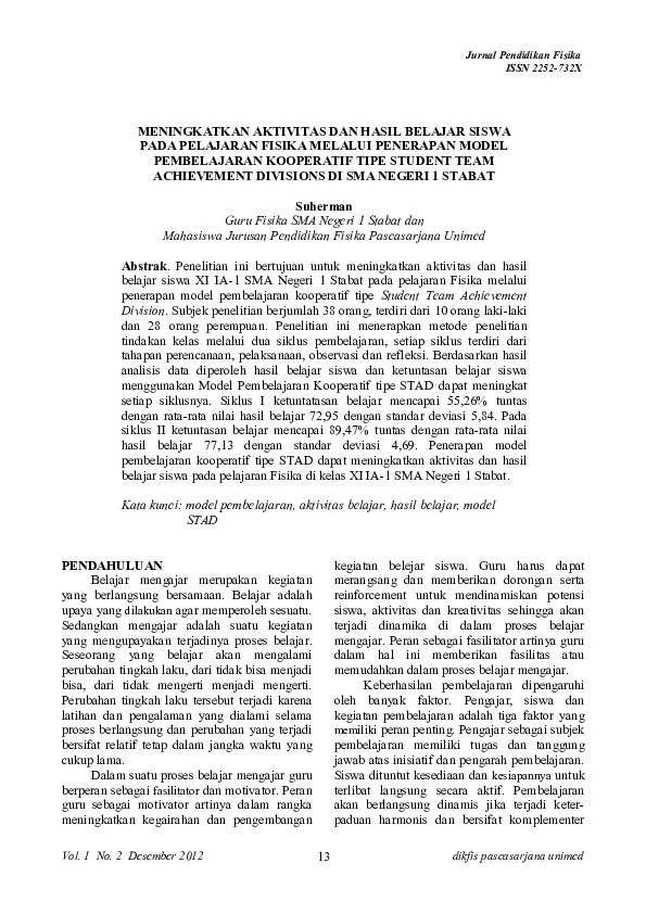 (PDF) Meningkatkan Aktivitas Dan Hasil Belajar Siswa Pada Pelajaran Fisika Melalui Penerapan ...
