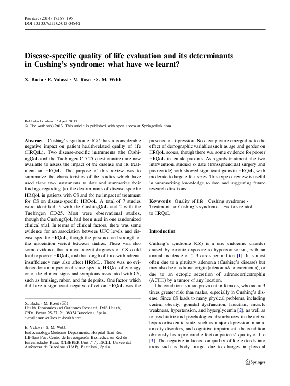 (PDF) Disease-specific quality of life evaluation and its determinants ...