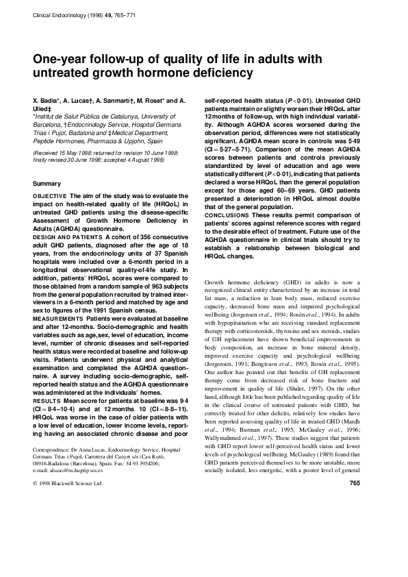 (PDF) One-year follow-up of quality of life in adults with untreated ...
