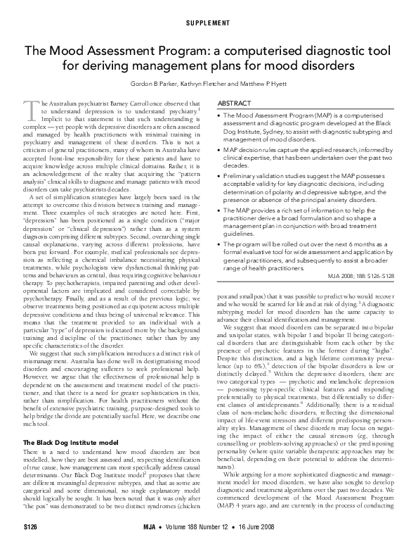 (PDF) The Mood Assessment Program: a computerised diagnostic tool for ...