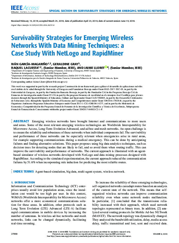 (PDF) Survivability Strategies for Emerging Wireless Networks With Data Mining Techniques: a ...