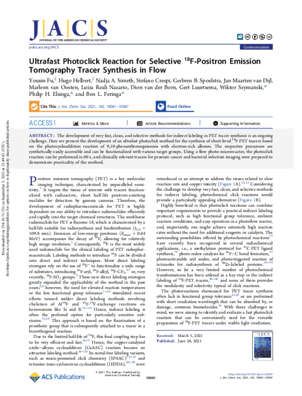 Pdf Ultrafast Photoclick Reaction For Selective 18f Positron Emission
