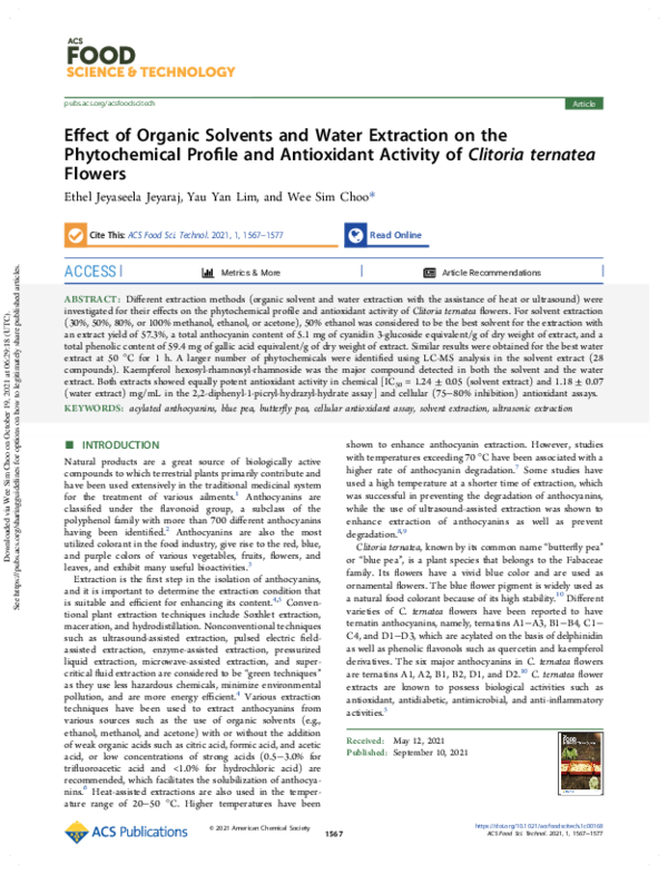 (PDF) Effect of Organic Solvents and Water Extraction on the Phytochemical Profile and ...