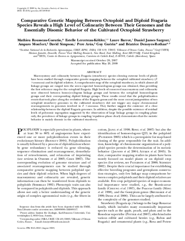 (PDF) Comparative Genetic Mapping Between Octoploid and Diploid ...