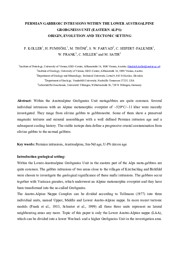 (PDF) Permian Gabbroic Intrusions Within the Lower Austroalpine ...