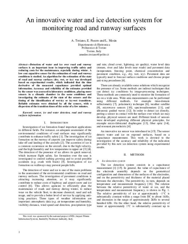 (PDF) An innovative water and ice detection system for monitoring road ...