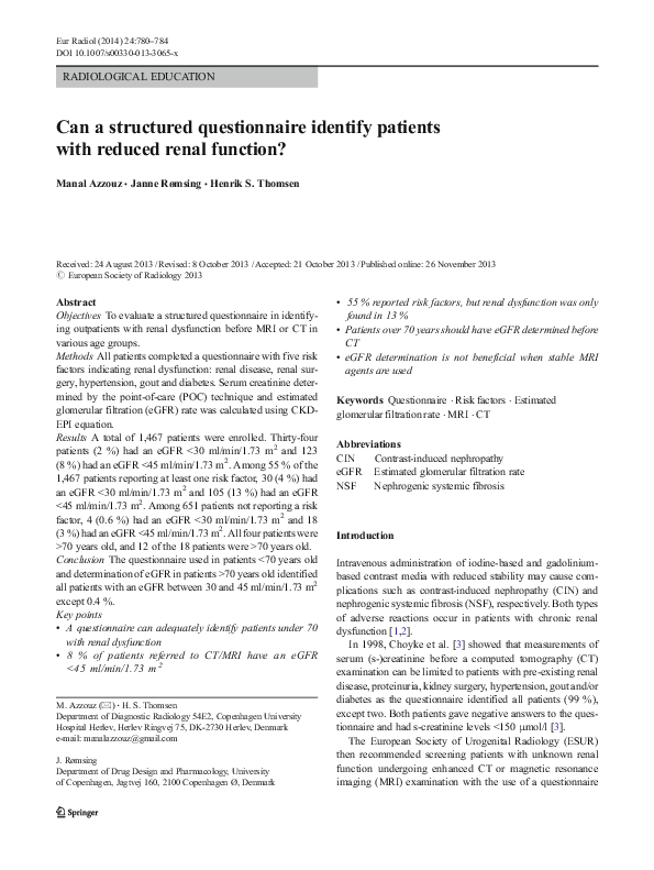 (PDF) Can a structured questionnaire identify patients with reduced ...