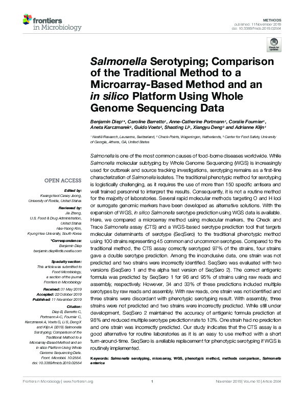 (PDF) Salmonella Serotyping; Comparison of the Traditional Method to a ...