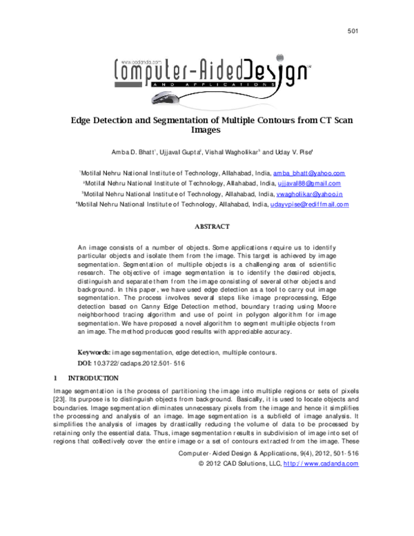 Pdf Edge Detection And Segmentation Of Multiple Contours From Ct Scan Images