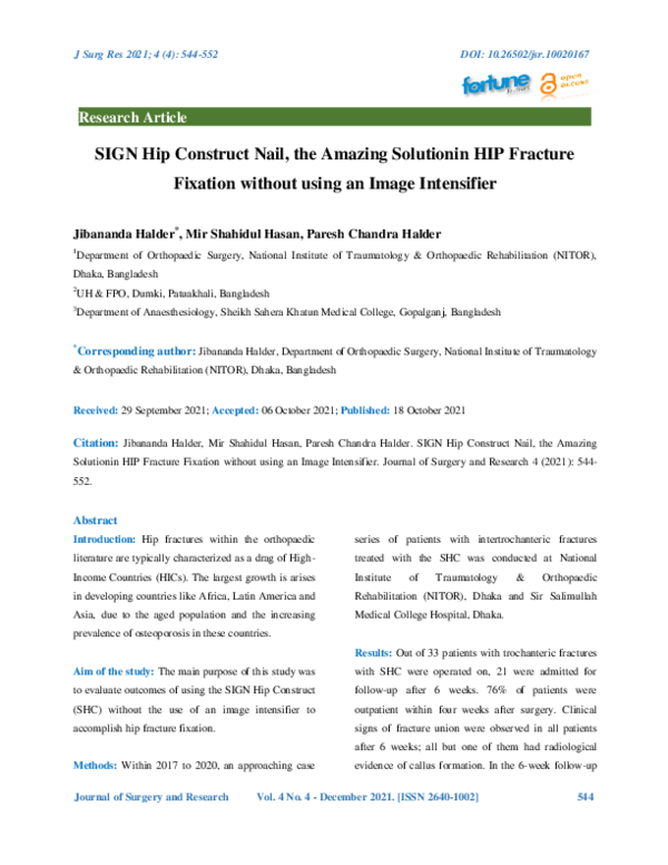 (PDF) SIGN Hip Construct Nail, the Amazing Solutionin HIP Fracture ...