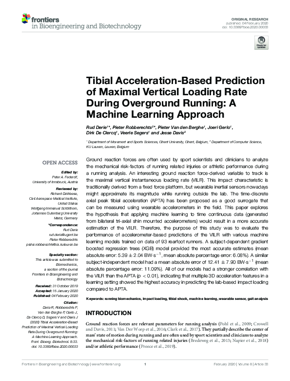 (PDF) Tibial Acceleration-Based Prediction of Maximal Vertical Loading ...