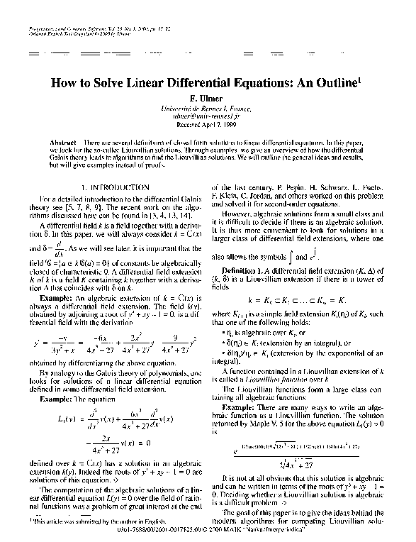 (PDF) How to solve linear differential equations: An outline