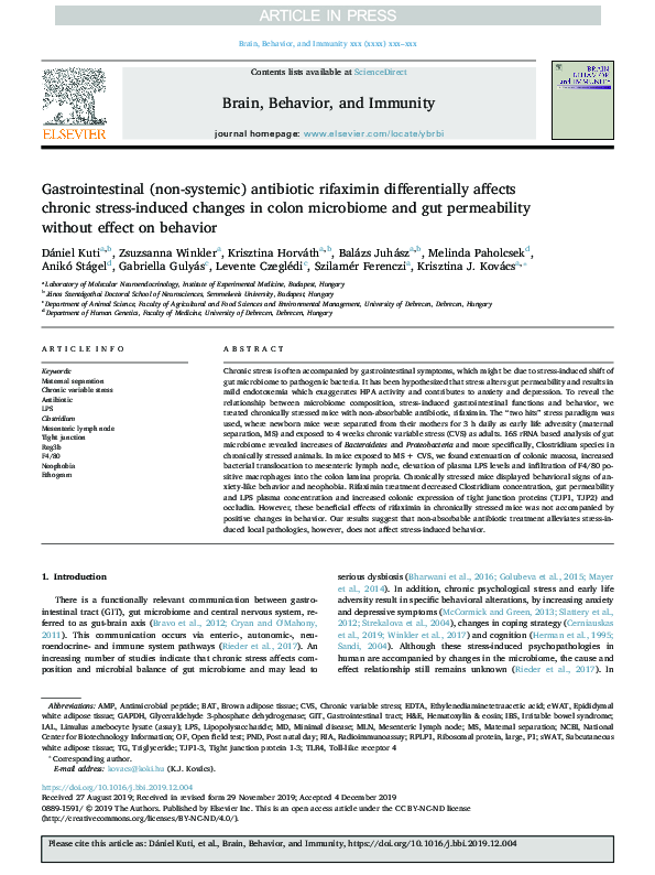 (PDF) Gastrointestinal (Non-systemic) Antibiotic Rifaximin ...
