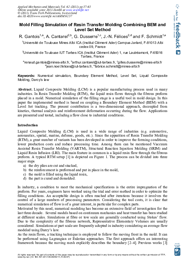 (PDF) Mold Filling Simulation of Resin Transfer Molding Combining BEM ...