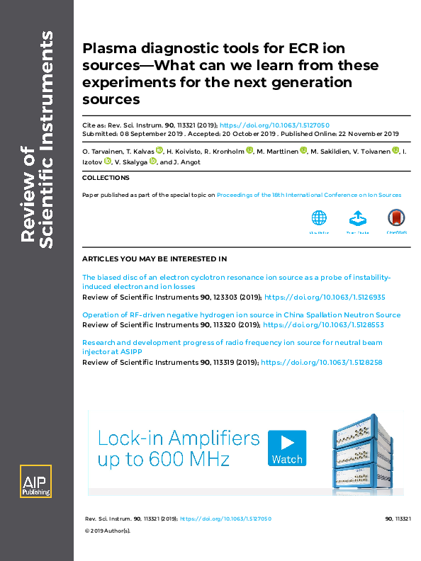 (PDF) Plasma diagnostic tools for ECR ion sources—What can we learn from these experiments for ...