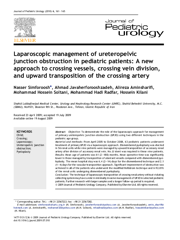 (PDF) Laparoscopic management of ureteropelvic junction obstruction in ...