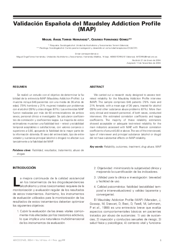 (PDF) Validación Española del Maudsley Addiction Profile (MAP)