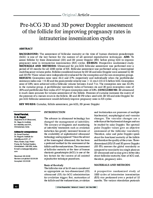 (PDF) Pre-hCG 3D and 3D power Doppler assessment of the follicle for ...