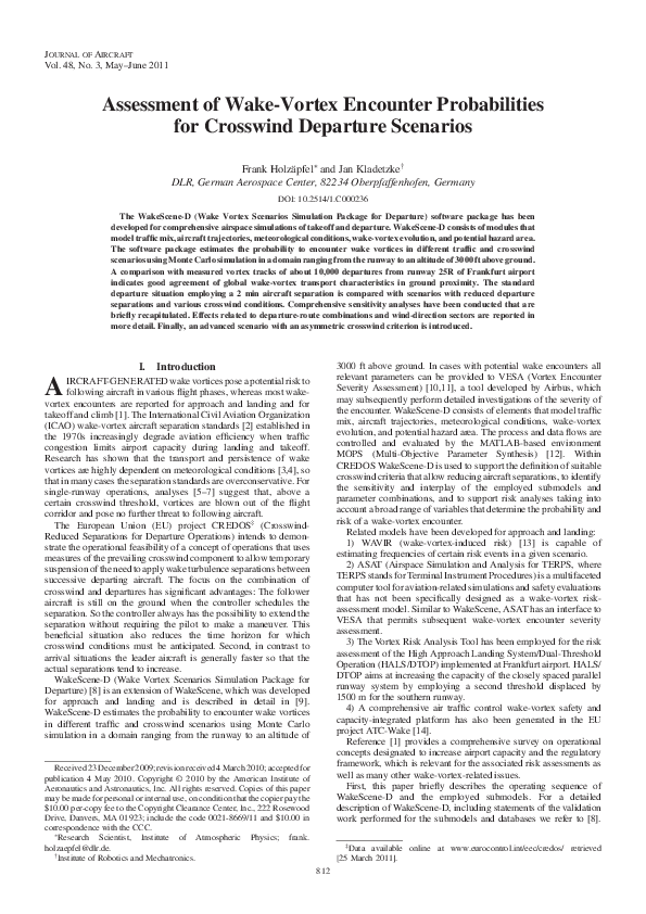 (PDF) Assessment of Wake-Vortex Encounter Probabilities for Crosswind Departure Scenarios