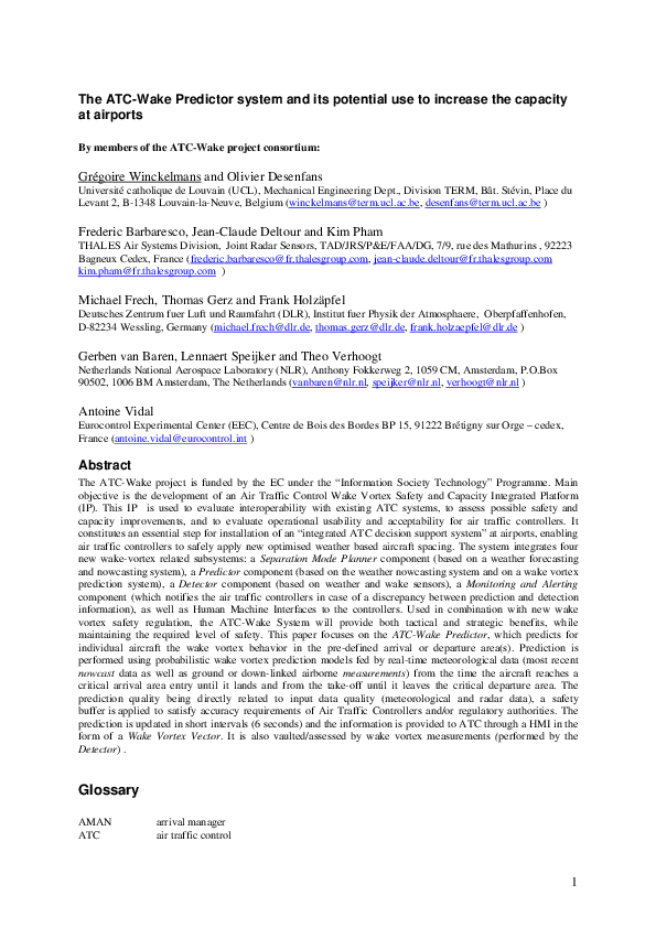 (PDF) The ATC-Wake Predictor system and its potential use to increase ...