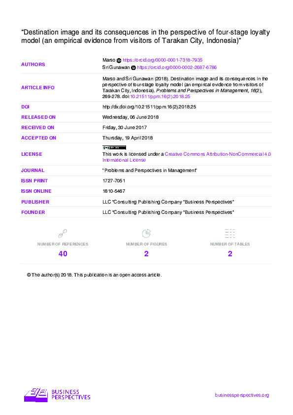 (PDF) Destination image and its consequences in the perspective of four ...