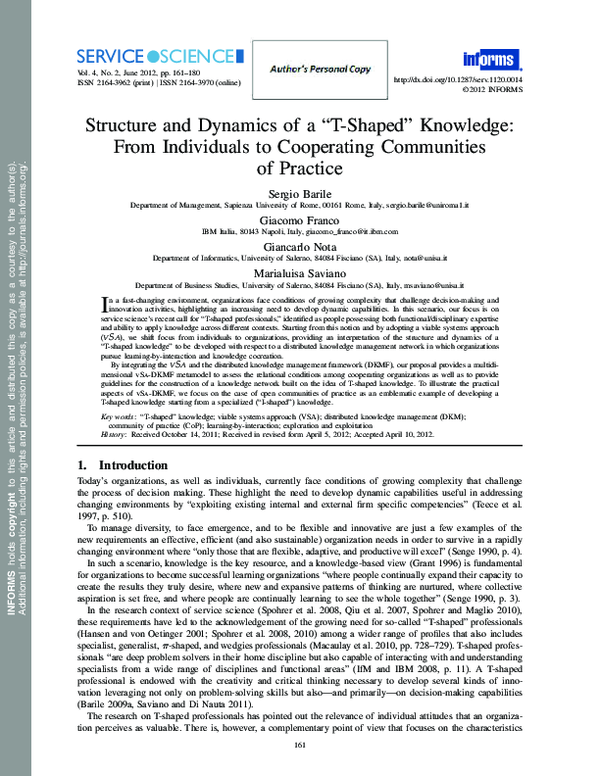 (PDF) Structure and Dynamics of a “T-Shaped” Knowledge: From ...
