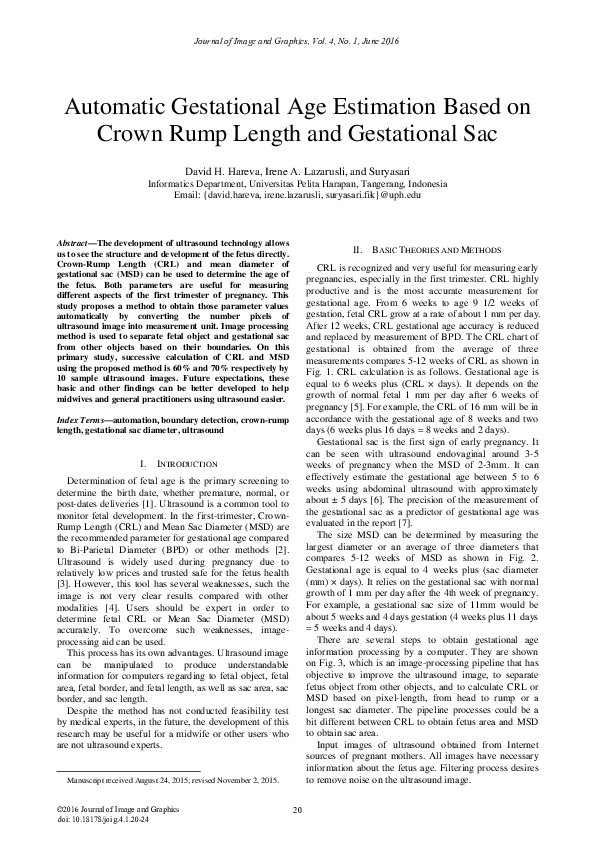 (PDF) Automatic Gestational Age Estimation Based on Crown Rump Length ...