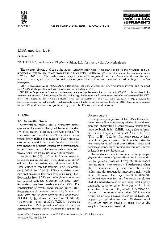 (PDF) LISA and the LTP