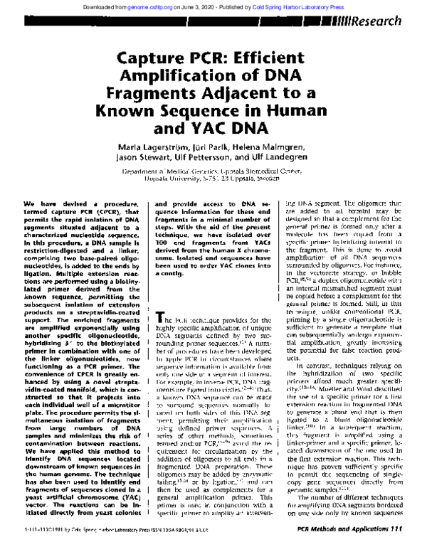 (PDF) Capture PCR: efficient amplification of DNA fragments adjacent to ...