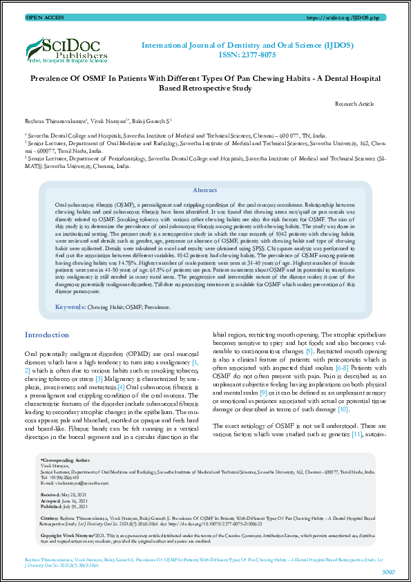 (PDF) Prevalence Of OSMF In Patients With Different Types Of Pan ...