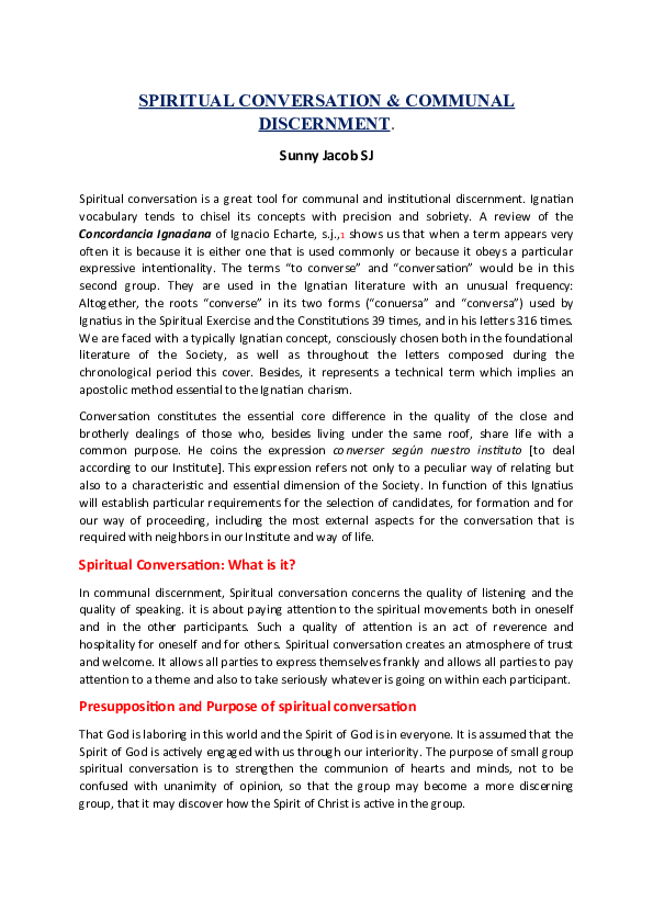 (DOC) SPIRITUAL CONVERSATION & COMMUNAL DISCERNMENT