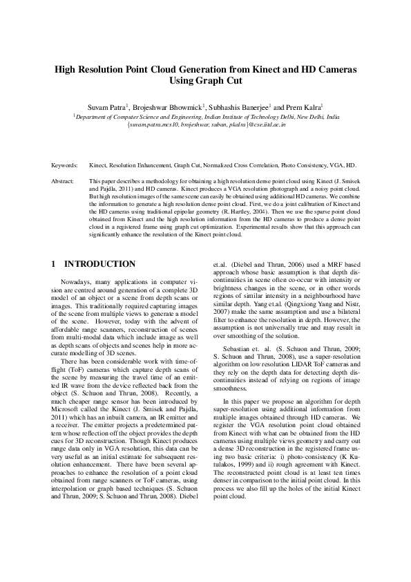 (PDF) High Resolution Point Cloud Generation from Kinect and HD Cameras ...