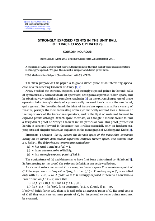 (PDF) Strongly exposed points in the unit ball of trace-class operators